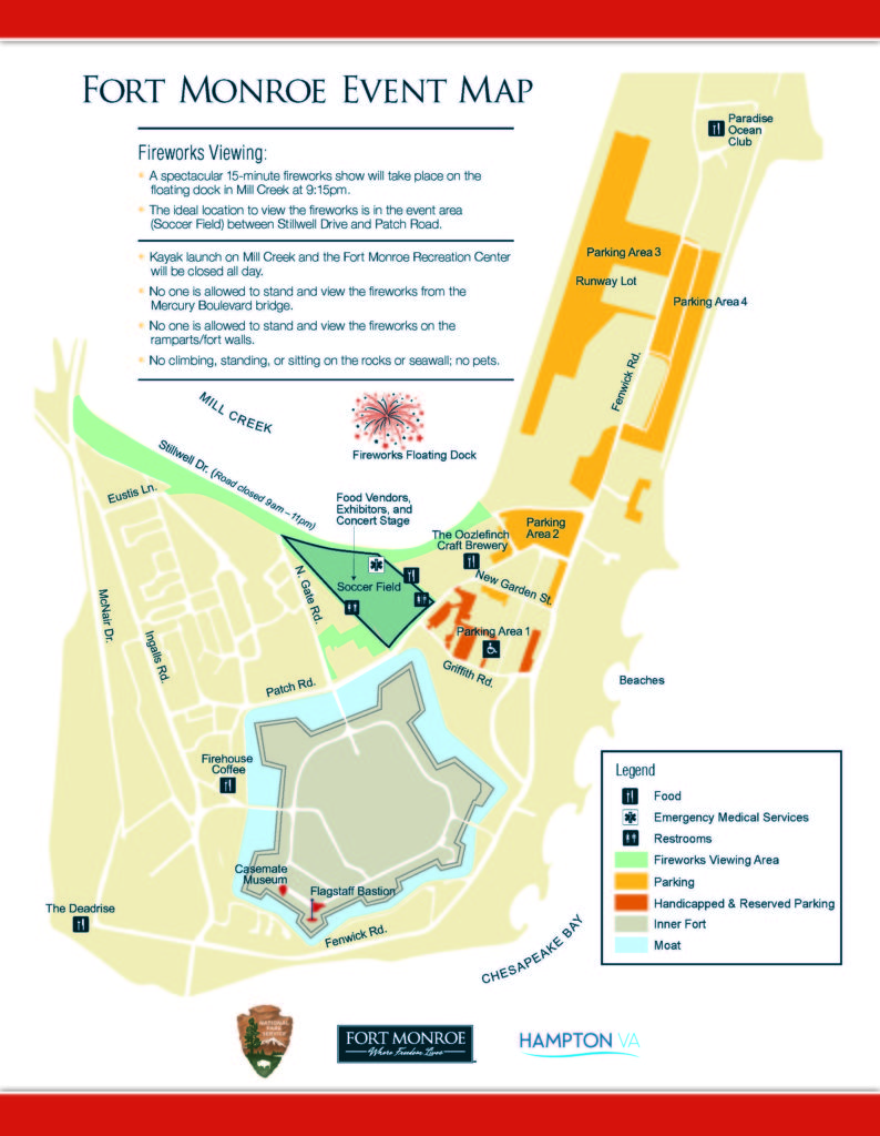 Fourth at the Fort 2018 map | Fort Monroe